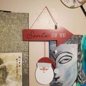 Unknown | Holiday | Santa Stop Here Sign Brand New Santa And Arrow ...